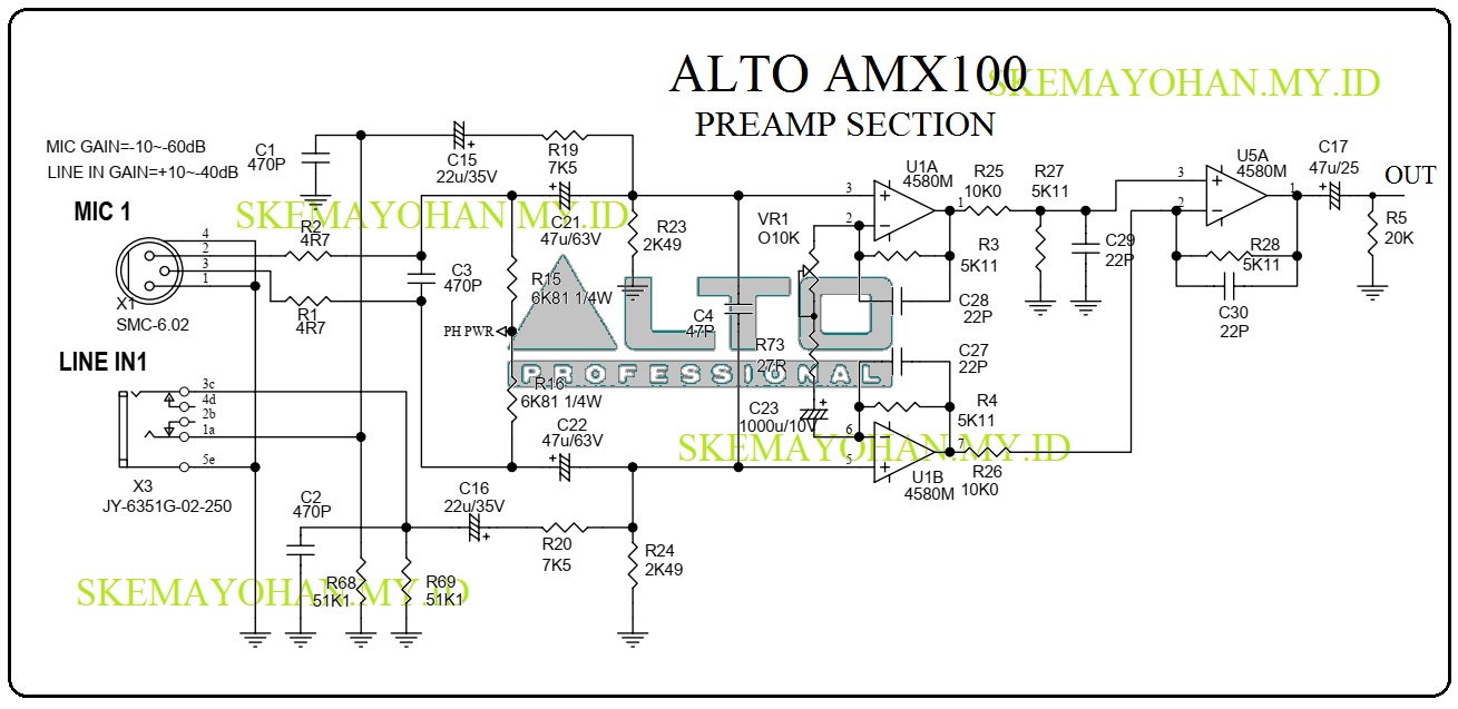 PREAMP MIC ALTO AMX100 - AUDIO SCHEMATICS COLLECTIONAUDIO SCHEMATICS ...