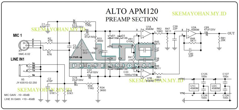 PREAMP MIXER ALTO APM120 - AUDIO SCHEMATICS COLLECTIONAUDIO SCHEMATICS ...