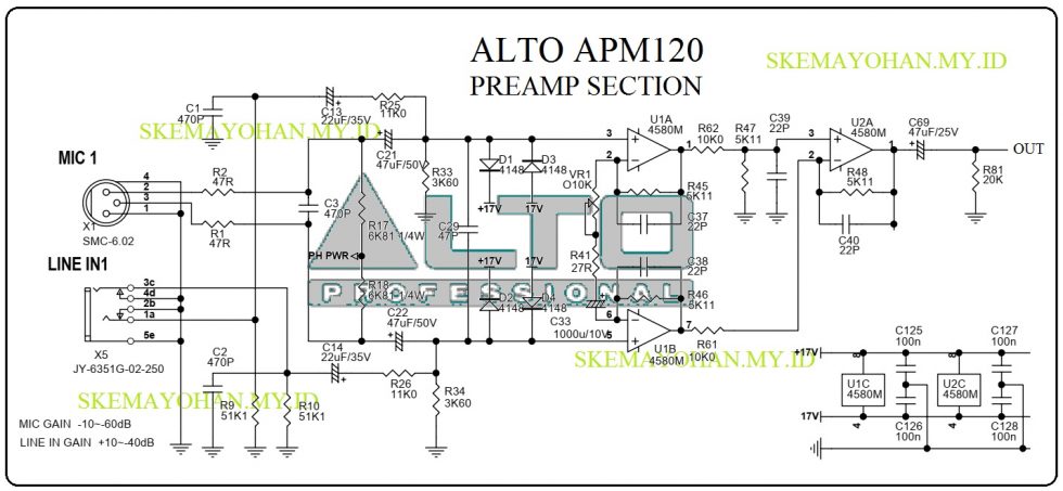 PREAMP MIXER ALTO APM120 - AUDIO SCHEMATICS COLLECTIONAUDIO SCHEMATICS ...