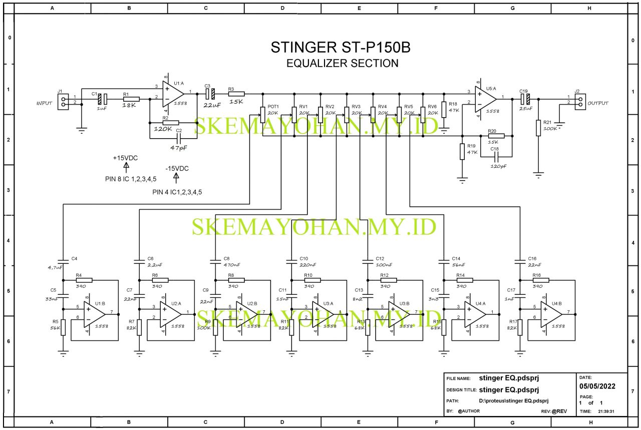 EQUALIZER AMPLI GITAR STINGER STP150B - AUDIO SCHEMATICS ...