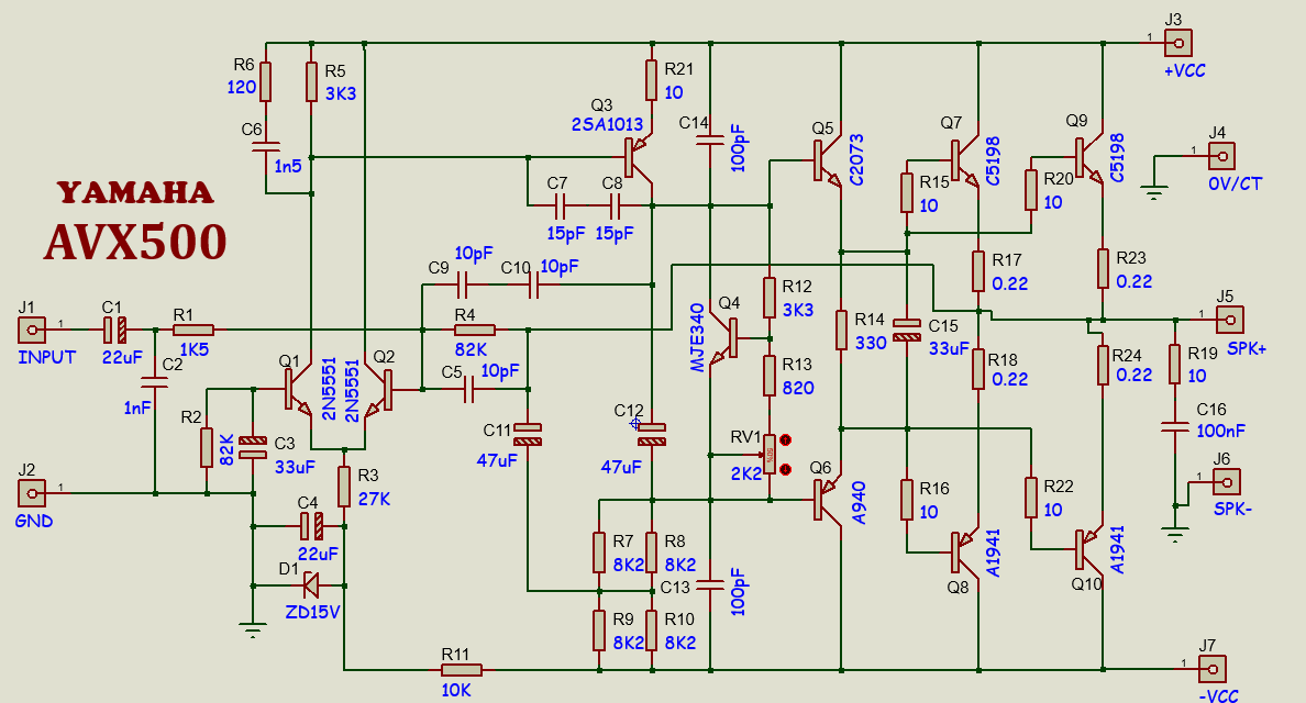 OCL 52V 175W YAMAHA AVX500 - AUDIO SCHEMATICS COLLECTIONAUDIO ...
