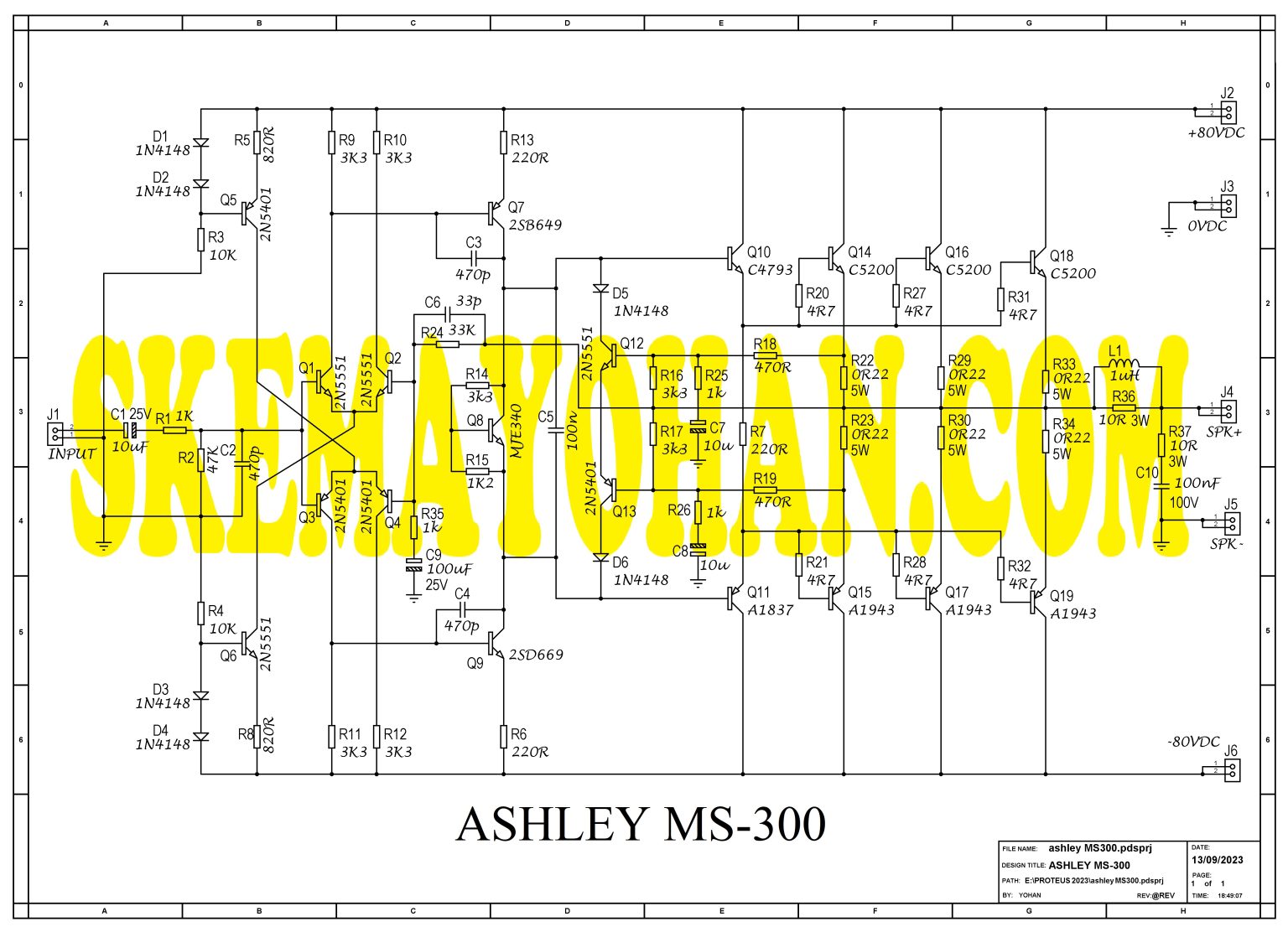 TRACED SCHEMATIC DIAGRAM ASHLEY MS 300 - AUDIO SCHEMATICS ...